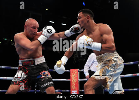 Marcus Morrison (right) in action against Mariusz Biskupski during ...