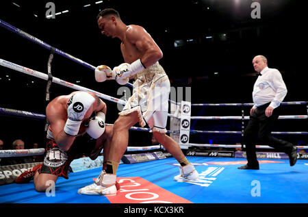 Marcus Morrison (right) in action against Mariusz Biskupski during ...
