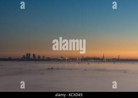 Tallinn city center view in sunset lighting Stock Photo - Alamy