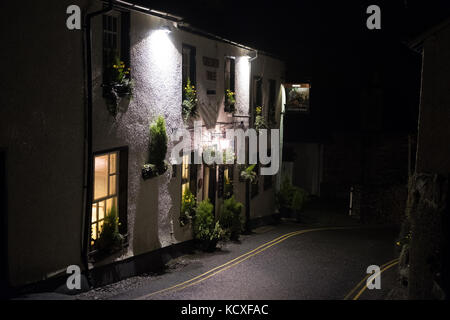 Illuminated sign for pub, the Golden Rule, in Ambleside, Lake District ...