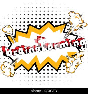 Brainstorming - Comic book style word on abstract background Stock ...