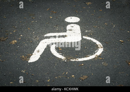 old handicapped sign parking spot Stock Photo - Alamy