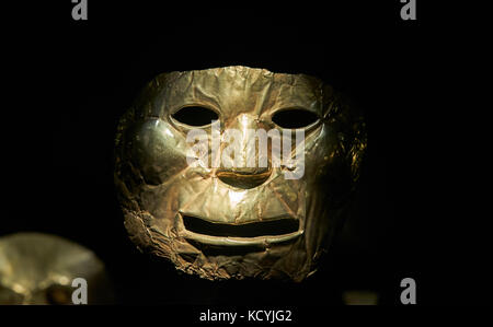 golden mask, pieces of exhibition in Gold Museum or Museo del Oro ...