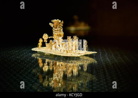 Muisca raft in Gold Museum or Museo del Oro, Bogota, Colombia, South ...