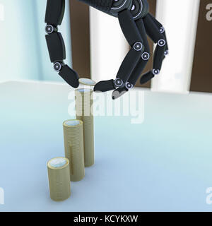 a robotic hand with a euro coin Stock Photo - Alamy
