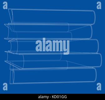 Wireframe Stack of books. Vector illustration. 3D Stock Vector Image ...