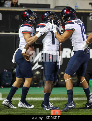 October 7, 2017: Arizona QB Khalil Tate (14) celebrates the first of ...