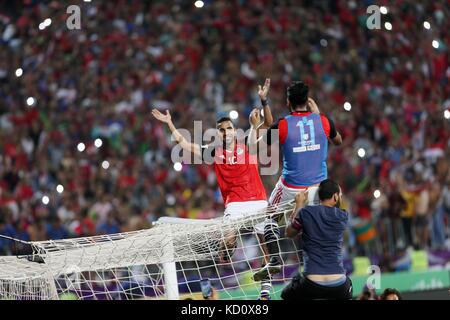 Congo players celebrate after the World Cup Group K soccer match ...