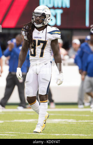 Los Angeles Chargers' Jahleel Addae reacts to a play during an NFL ...
