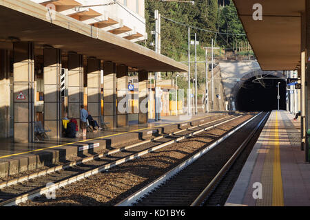 The Cinque Terre train at Levanto Stock Photo - Alamy