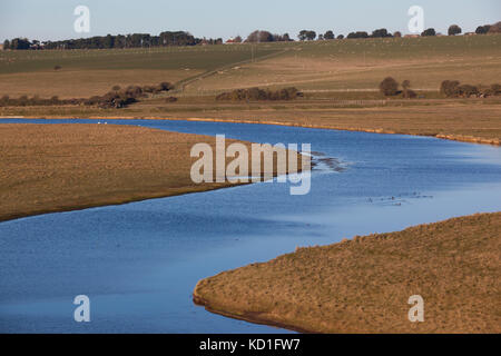 Cuckmere Estuary, Cuckmere Haven, area of flood plains in East Stock ...