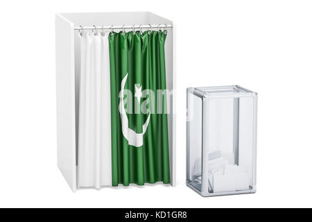Voting booths with Pakistani flag and ballot box. Election in Pakistan ...