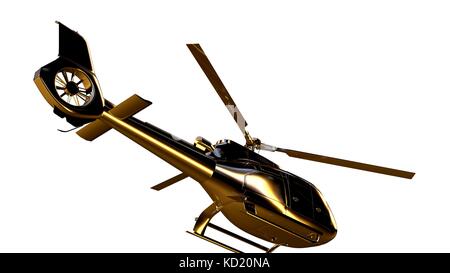 3d rendering of a golden helicopter on isolated on a white background ...