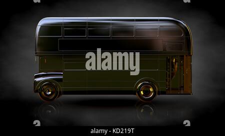 3d rendering of a golden bus on a dark background Stock Photo - Alamy