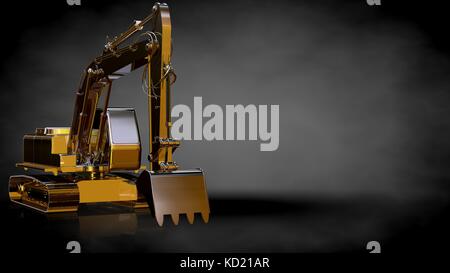 3d rendering of a golden digger on a dark background Stock Photo - Alamy
