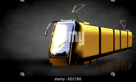 3d rendering of a golden train on a dark background Stock Photo - Alamy