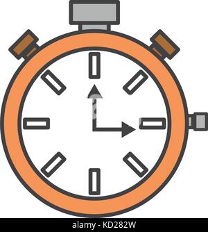 flat line colored clock over white background vector illustration Stock ...