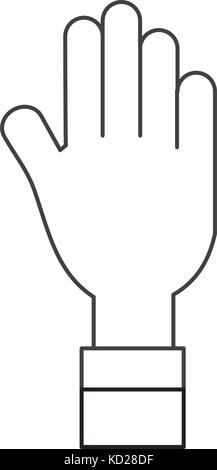 flat line uncolored hand over white background vector illustration ...