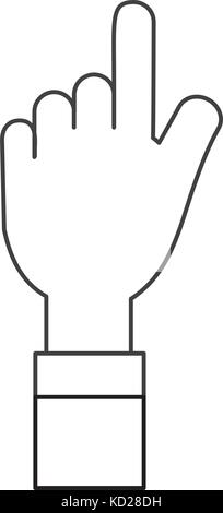 flat line uncolored hand over white background vector illustration ...