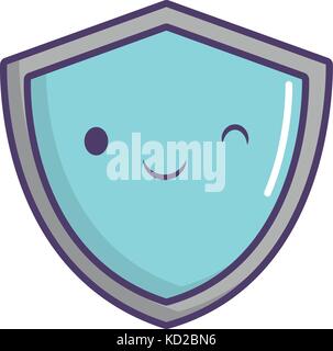 kawaii shield icon over white background, colorful design. vector ...
