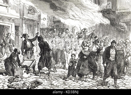 BATAK MASSACRE April 1876. Turkish troops are shown looting the ...