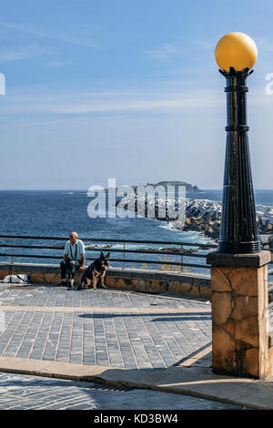 Plaza with magnificent views of the sea and Izaro Island, in the ...