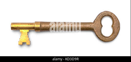 Old Brass Train key Isolated on White Background Stock Photo - Alamy