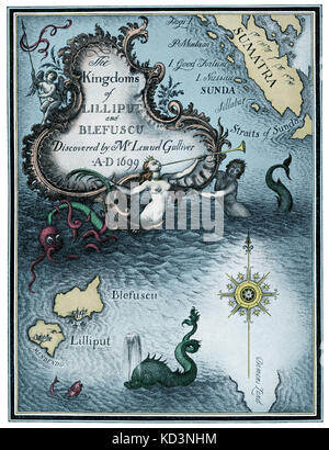 Gulliver's Travels : . Caption for map reads the Kingdoms of Lilliput ...