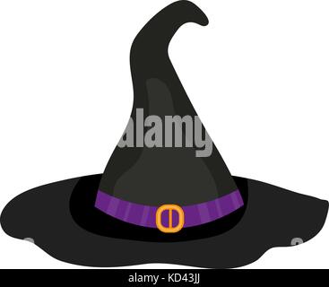 Cartoon witch hat vector icon, pink magician headwear with cute bow ...