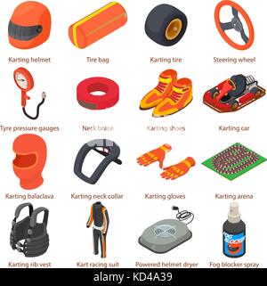 Kart racing icons set isometric vector. Car road. Sport go Stock Vector ...