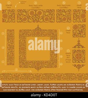 Flower Decorative building blocks to create Ornament compositions. EPS ...