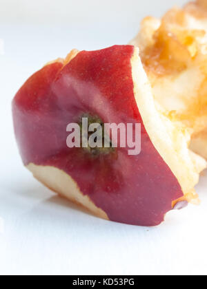 Eaten Apple Core With Green Leaf Isolatd on White Background Stock ...