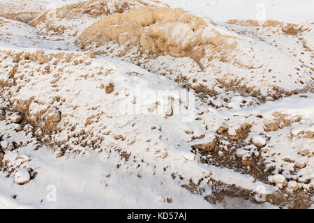 Pile of snow with sand and mud with light on a sunny day isolated on ...