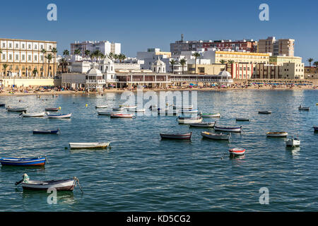 La Caleta Beach in Cádiz, Spain, nestled between San Sebastián and ...