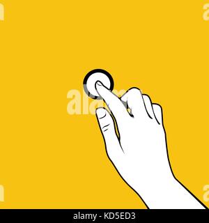Finger pressing button outline vector icon Cursor pointer symbol, logo ...
