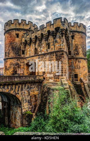 The towers of the German gate in Metz France, background blue sky Stock ...