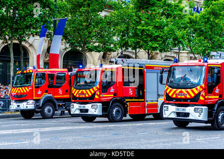 Red fire trucks of the Paris Fire Brigade - France Stock Photo - Alamy