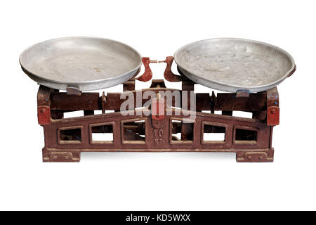 Isolated objects: old weight scales, on white background Stock Photo ...