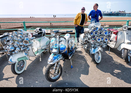 Mod scooters at a rally in Brighton Stock Photo - Alamy