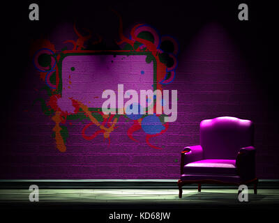 Alone chair in dark minimalist interior Stock Photo - Alamy