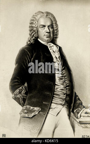 Johann Sebastian Bach Drawing on postcard. Colourised. German Stock ...