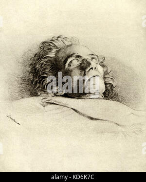 BEETHOVEN, Ludwig van - on his deathbed pictured surrounded by friends ...