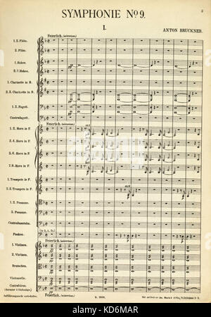 Anton Bruckner - 9th / Ninth Symphony score page in his handwriting ...
