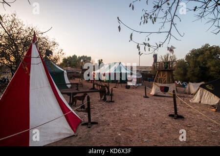 View of a typical medieval camp site with tents Stock Photo - Alamy
