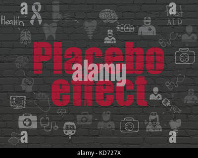 Medicine concept: arrow with Placebo Effect on grunge wall background ...
