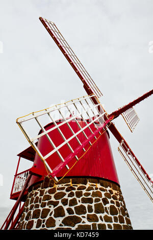 Wooden windmill at Pico island of the Azores, Portugal Stock Photo - Alamy
