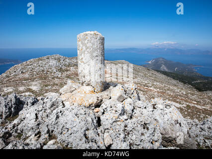 Rocky summit of vesicular Karst limestone on Mount Nirito the highest ...