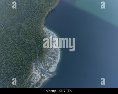 Aerial view of the Skwellepil Creek delta into Chehalis Lake after the ...