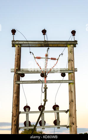 Wooden Electricity Pylon Stock Photo - Alamy