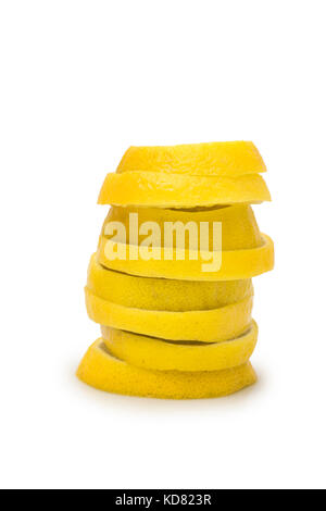 Yellow Lemon, Lime Slices Stack, Isolated on White Background Stock ...